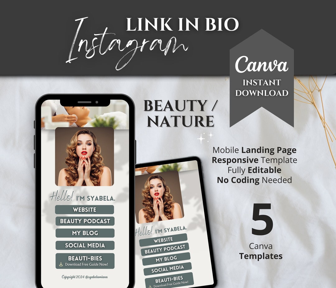 Link in Bio Instagram Landing Page Beauty Nature Instagram Website Beige Rose Pink Boho Modern ...