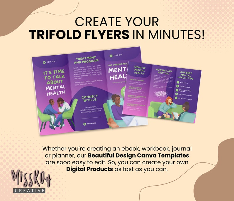6+ Editable Trifold Flyers Template Pamplets Professional Mental Health ...