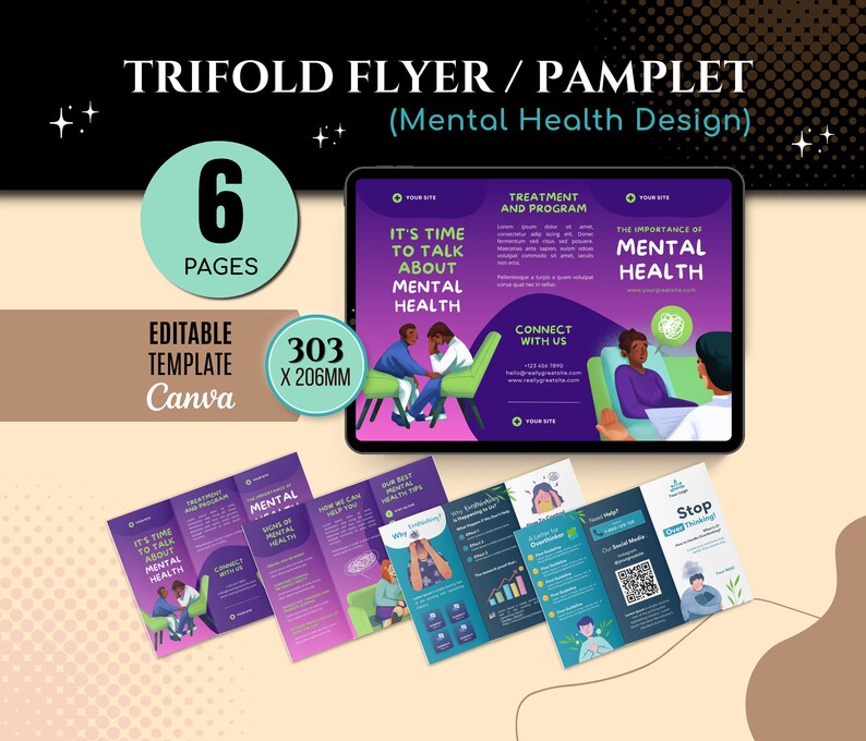 6+ Editable Trifold Flyers Template Pamplets Professional Mental Health ...