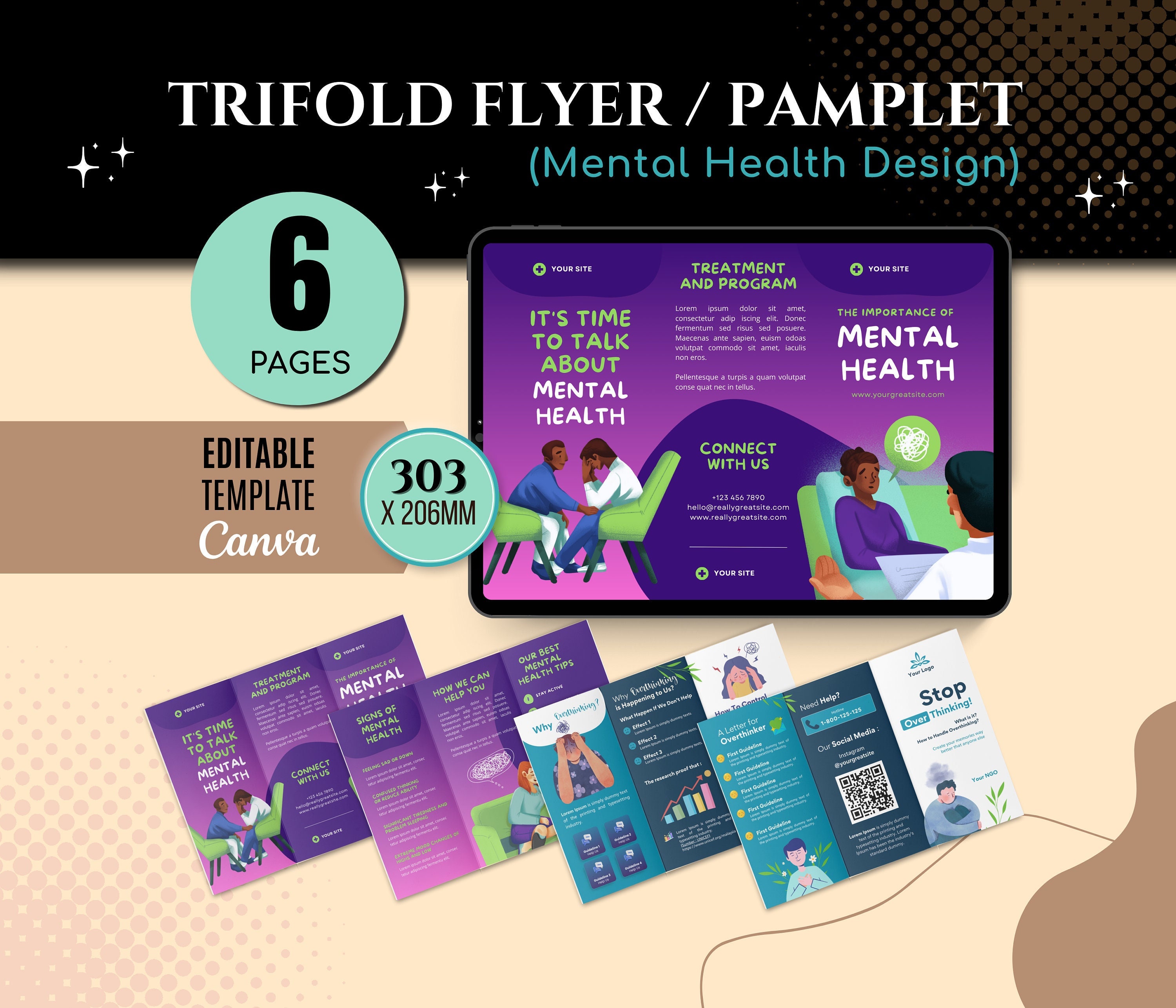 6+ Editable Trifold Flyers Template Pamplets Professional Mental Health ...
