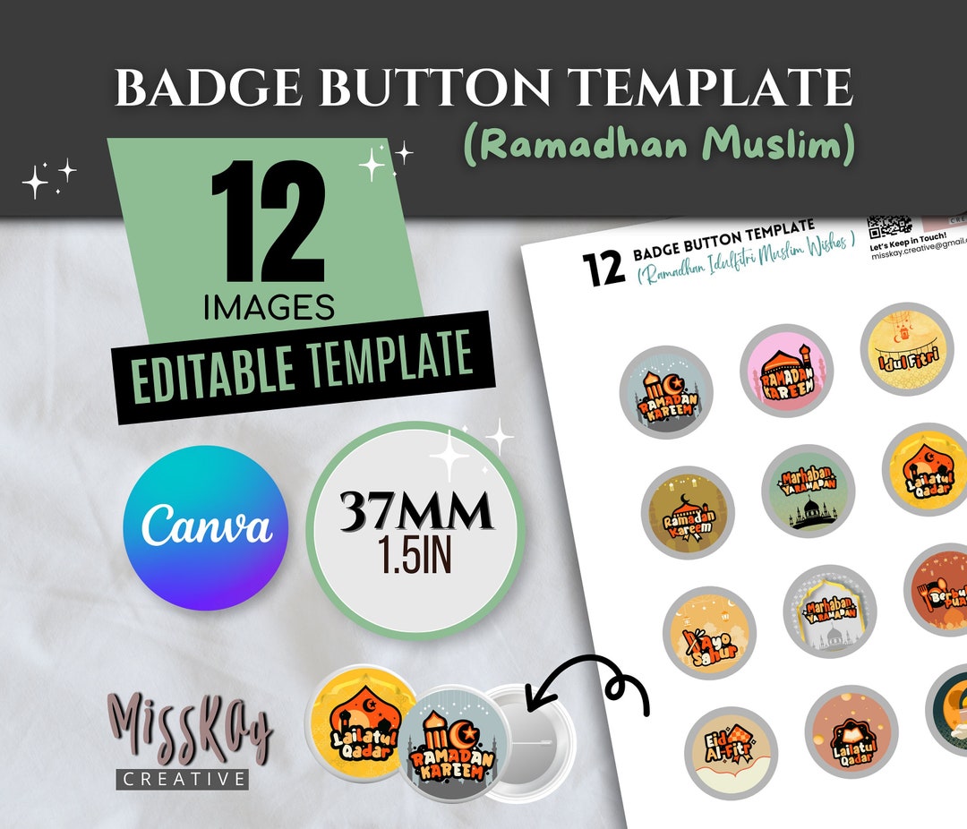 12 Editable Badge Button Pinback Motivational Quote Ramadan Muslim ...