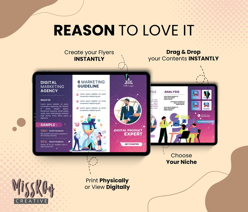 8 Editable Trifold Flyers Template Pamplets Digital Product Business ...