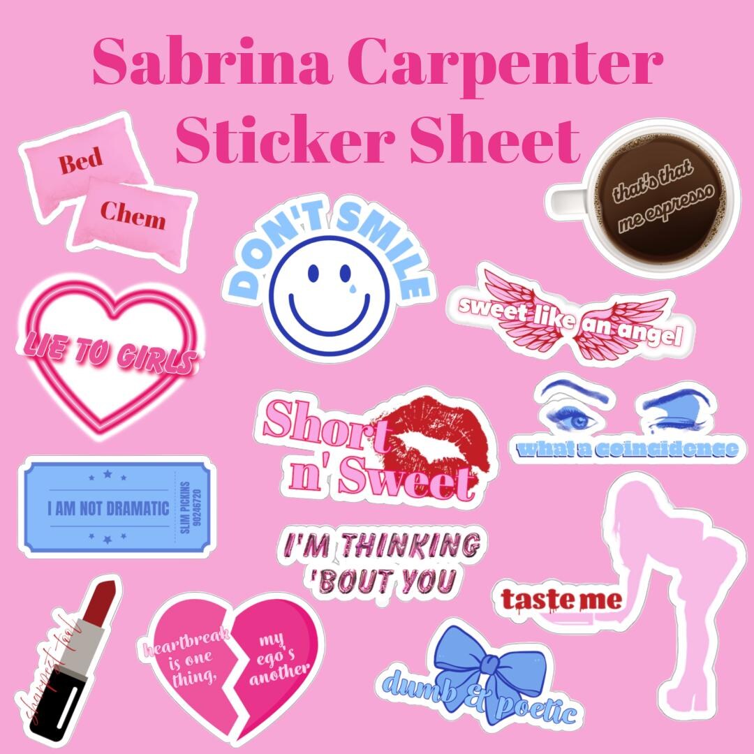 Sabrina Carpenter Sticker Sheet 13 Pack Short N' Sweet Stickers - Etsy