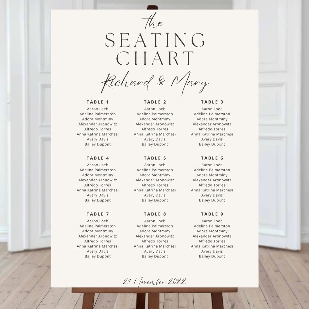 Wedding Table Plan, Wedding Seating Chart, Wedding Seating Plan, Foam ...