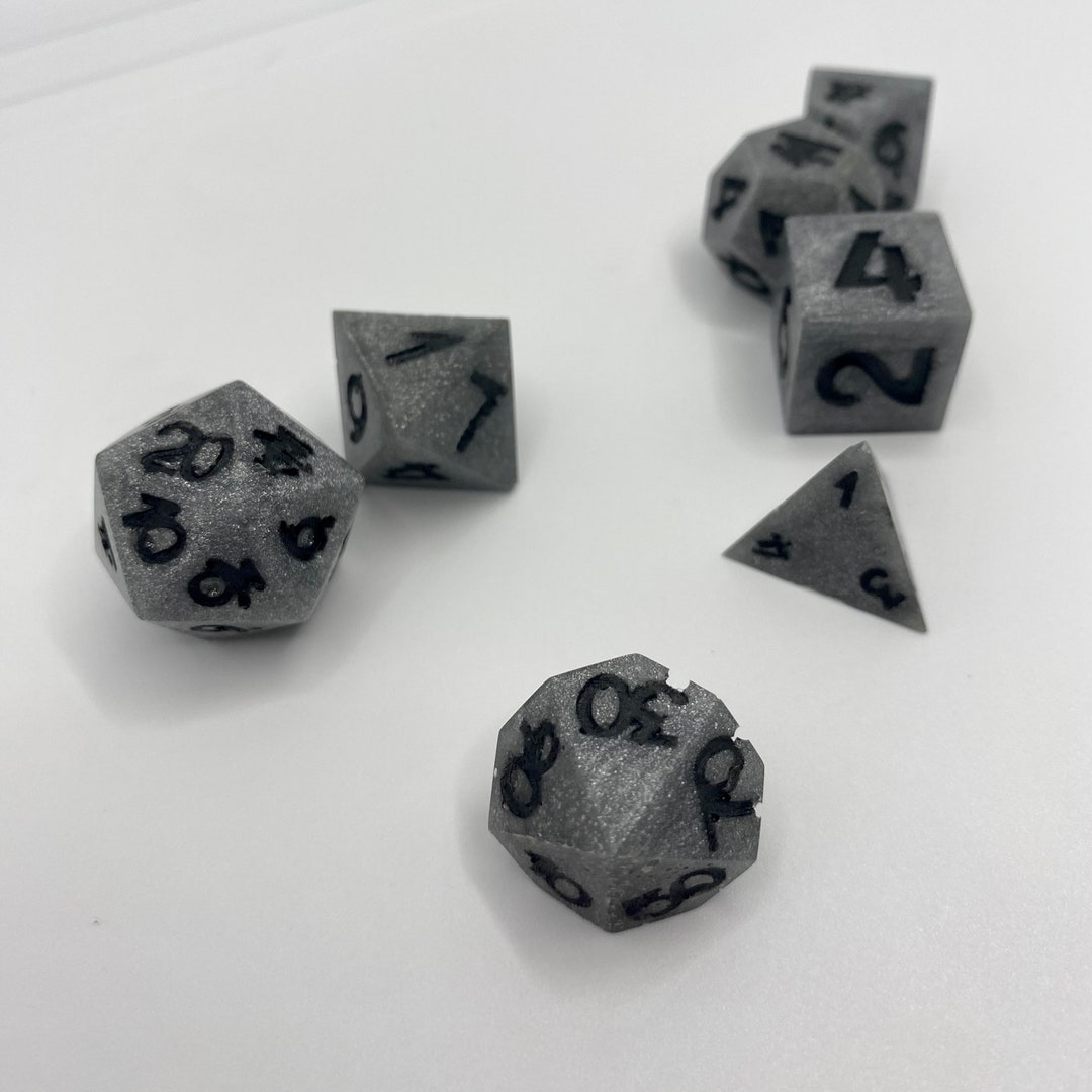 Dnd Resin 7 Piece Dice Set-silver Ore - Etsy