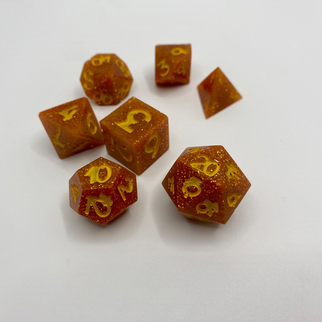 Dnd Resin 7 Piece Dice Set-butterscotch - Etsy