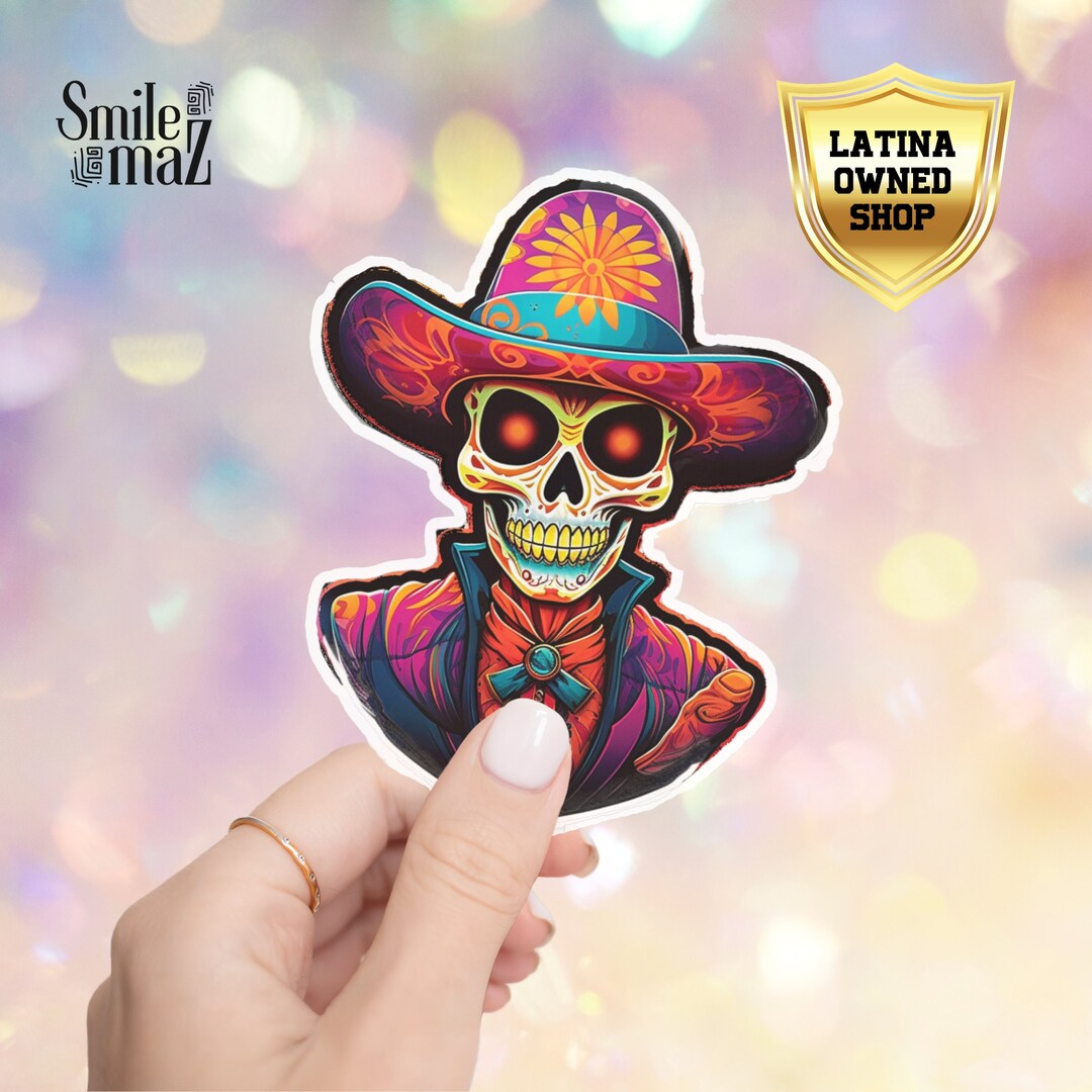 Charro Calavera Sticker: Waterproof Dia De Muertos Vinyl - Etsy
