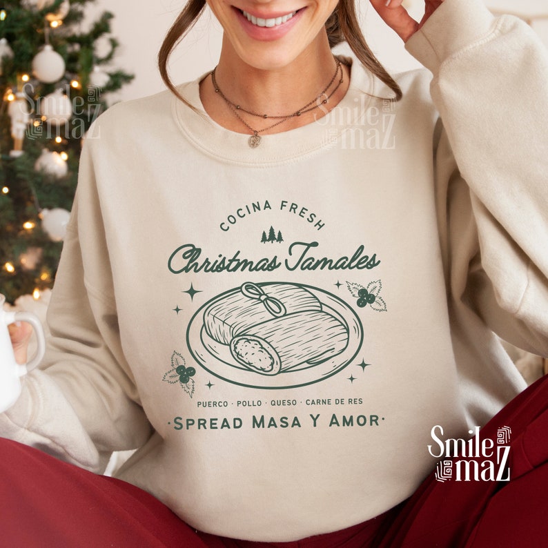 Christmas Tamales Latino Sweater | Noche Buena Holiday Sweatshirt ...