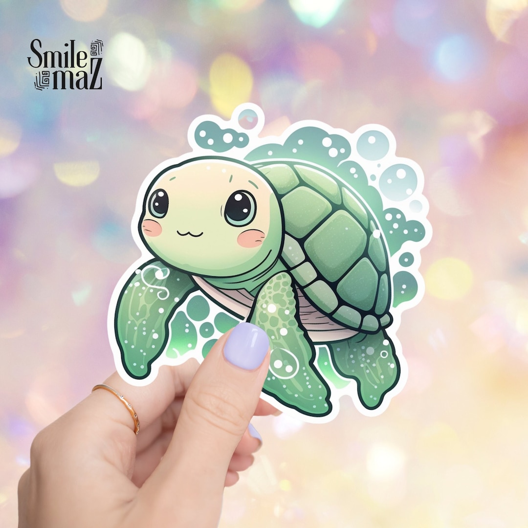 Cute Turtle Sticker | High Quality Waterproof Sticker | Sea Creatures ...