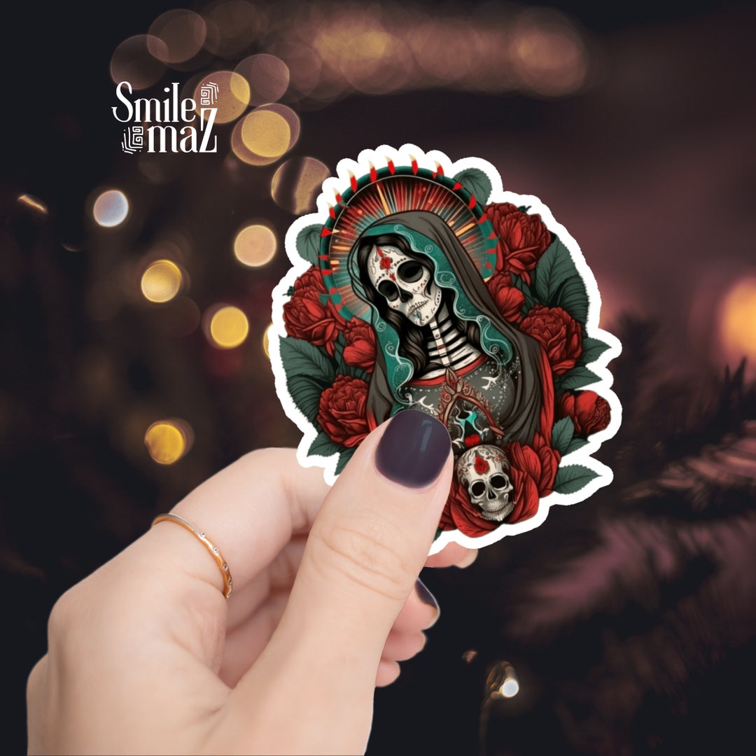 Virgen De Guadalupe Calavera Sticker: Waterproof Vinyl Decal - Etsy