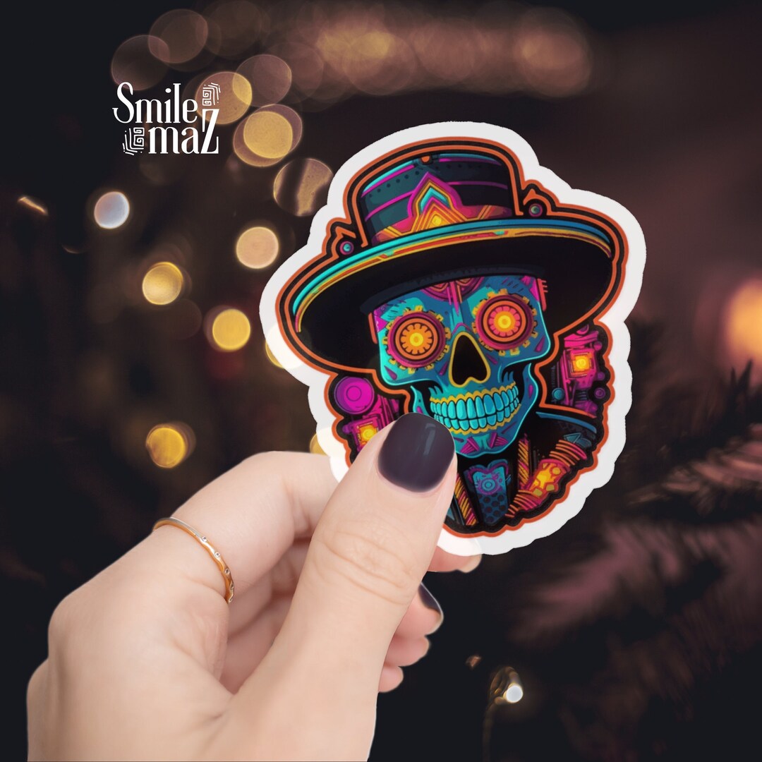 Techno Calavera Sticker: Waterproof Vinyl Laptop Decal - Etsy