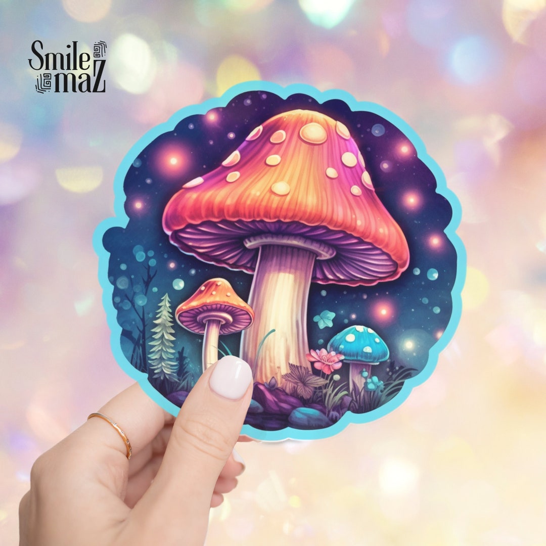 Magic Mushroom Sticker: Kawaii Spore, Waterproof Laptop Decal - Etsy