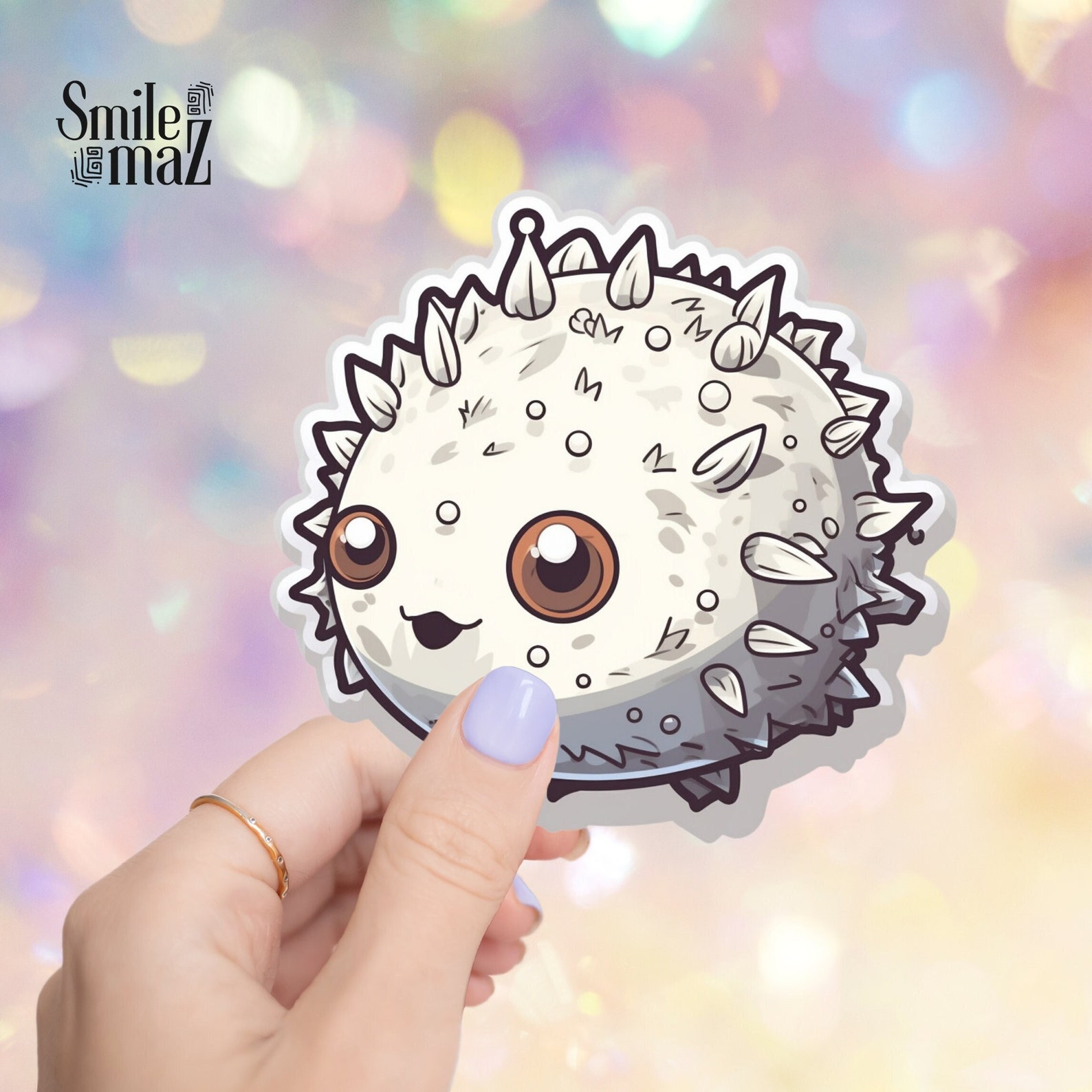 Kawaii Puffer Fish Sticker: Waterproof Vinyl Sea Creature - Etsy