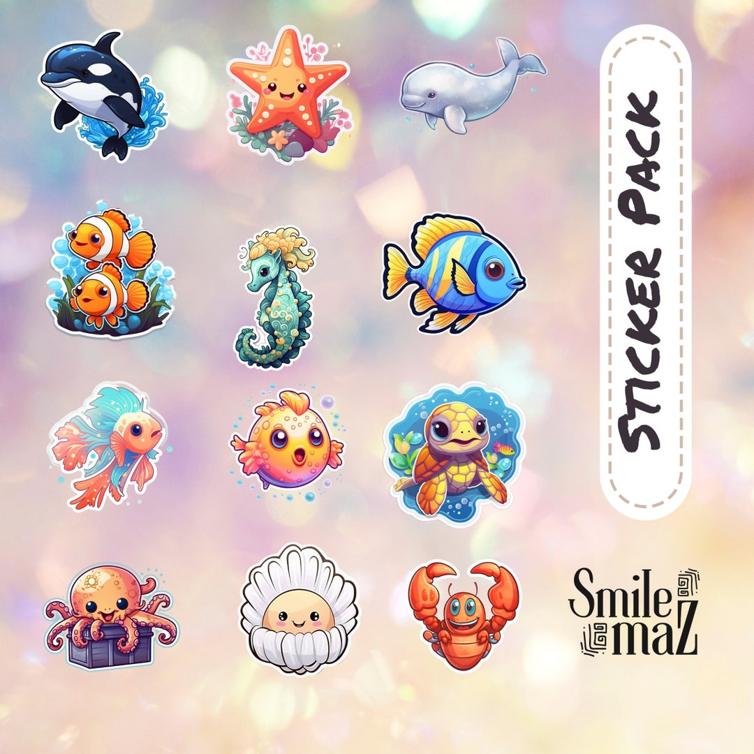 Underwater Sea Creatures Sticker Pack High Quality - Etsy