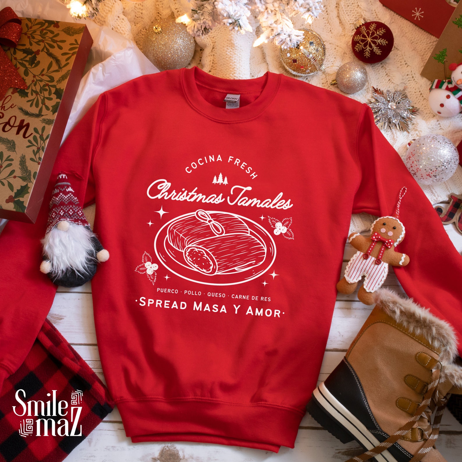 Christmas Tamales Latino Sweater | Noche Buena Holiday Sweatshirt ...