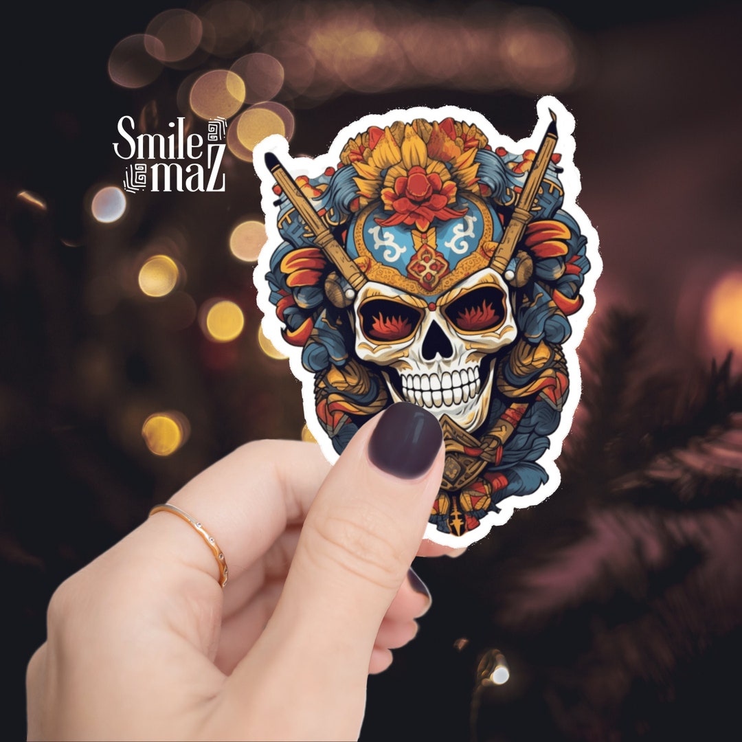 Samurai Calavera Sticker | High Quality Waterproof Sticker | Laptop ...
