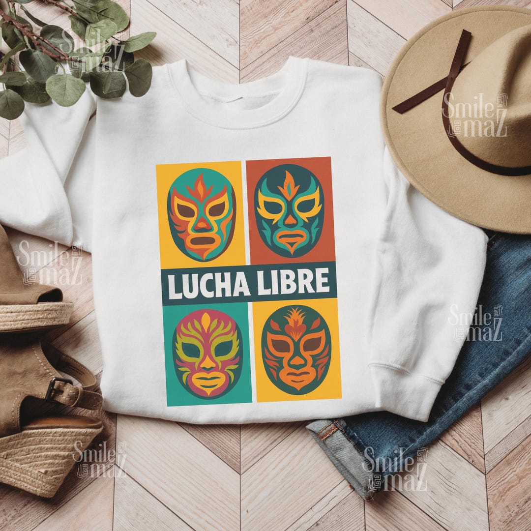 Lucha Libre Sweatshirt, Mexican Wrestling Mask Jumper, Pop Art Crewneck ...