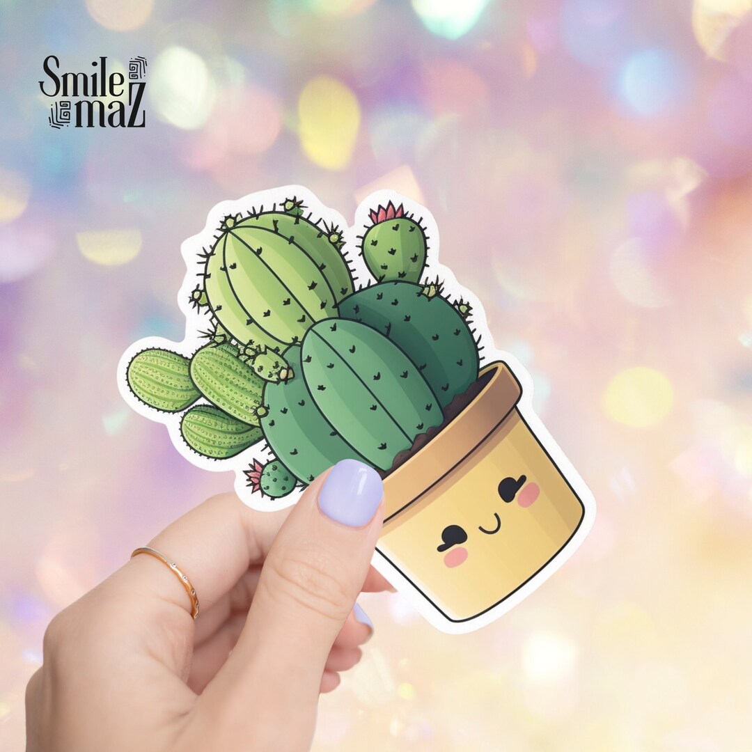 Sticker Cactus Cute Decal | Kawaii Laptop Sticker | Water Bottle ...