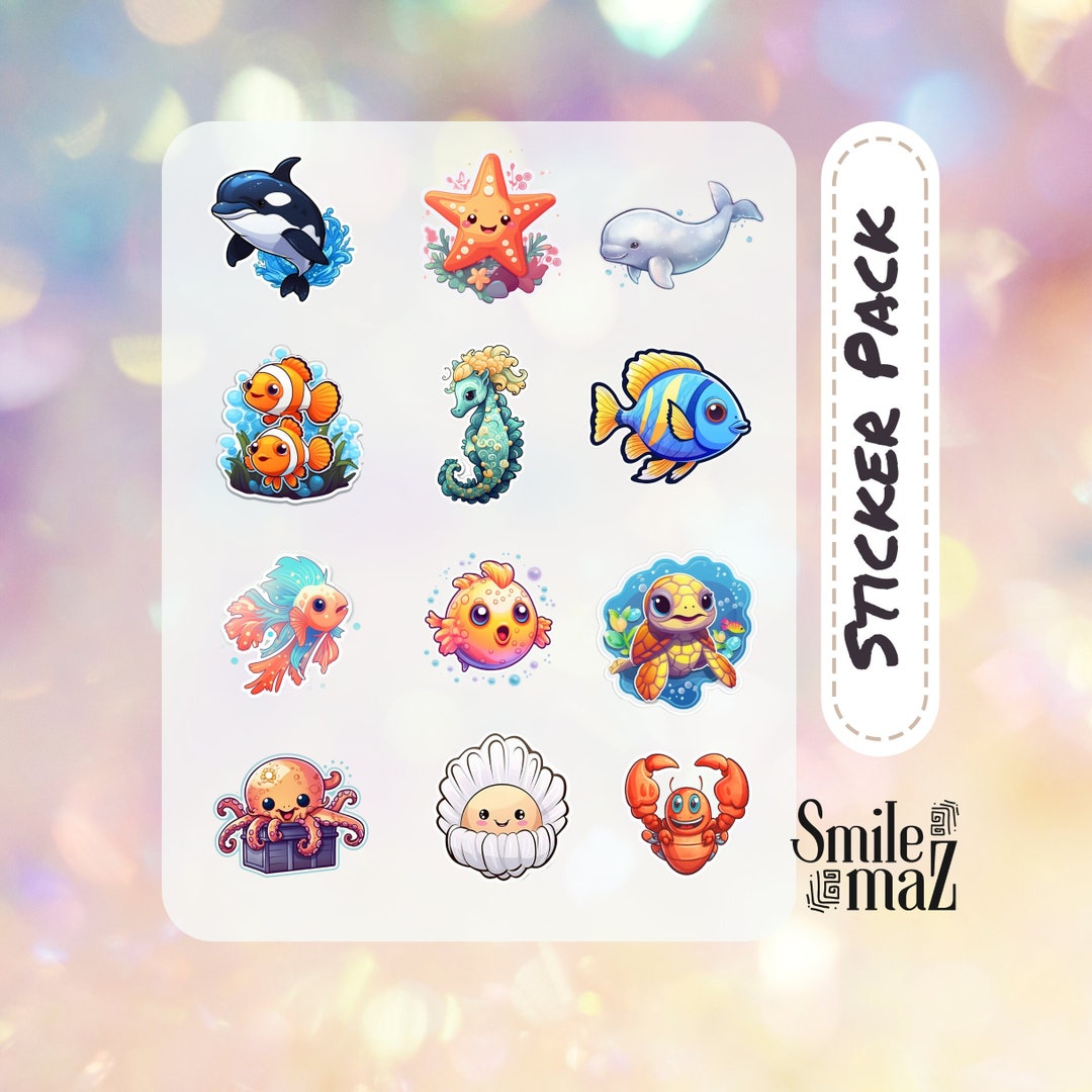 Underwater Sea Creatures Sticker Pack | Cute Sea Animals | High Quality ...