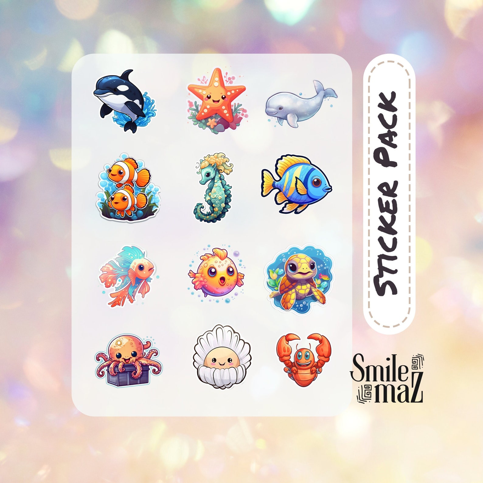 Underwater Sea Creatures Sticker Pack | Cute Sea Animals | High Quality ...