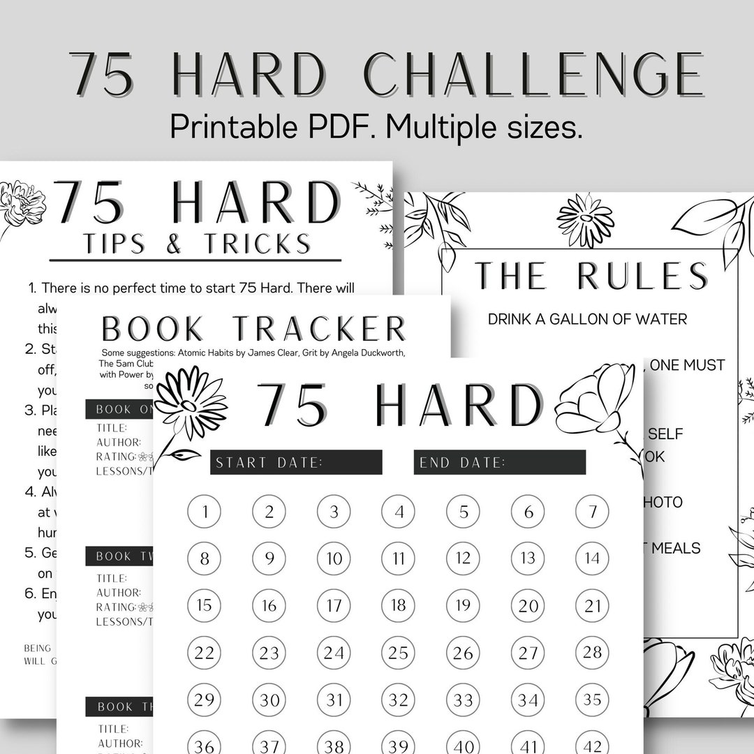 75 Hard Digital & Printable Tracker Habit Tracker Available - Etsy