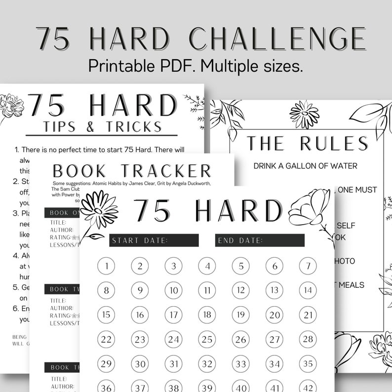 75 Hard Digital & Printable Tracker Habit Tracker Available - Etsy