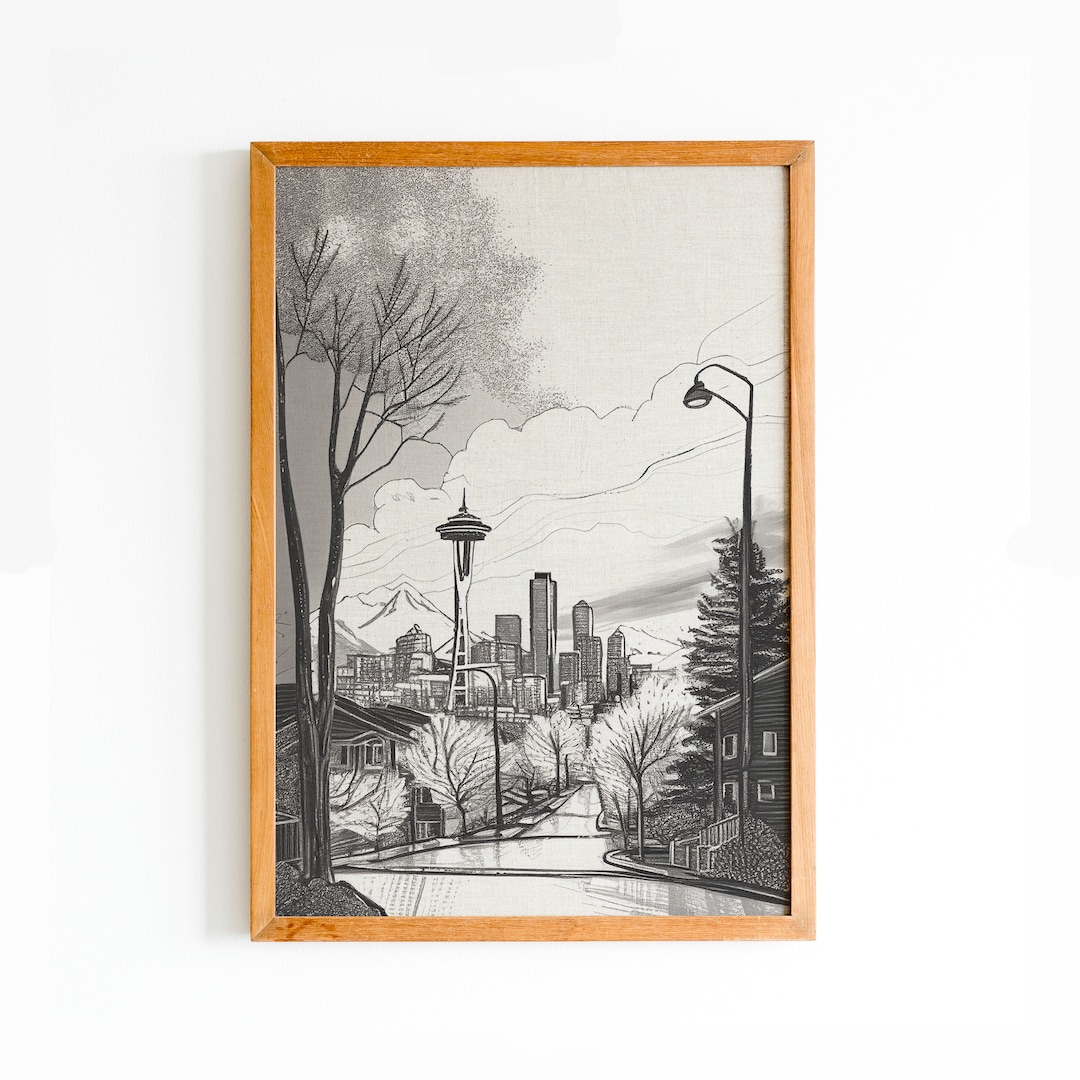 Seattle Art Print Instant Download Seattle Drawing Seattle - Etsy