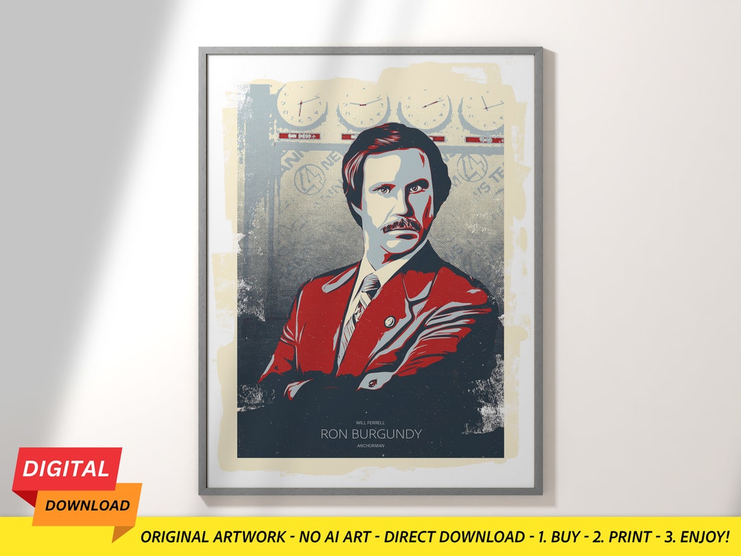 Ron Burgundy - Anchorman - Iconic Movie Characters Poster - Etsy