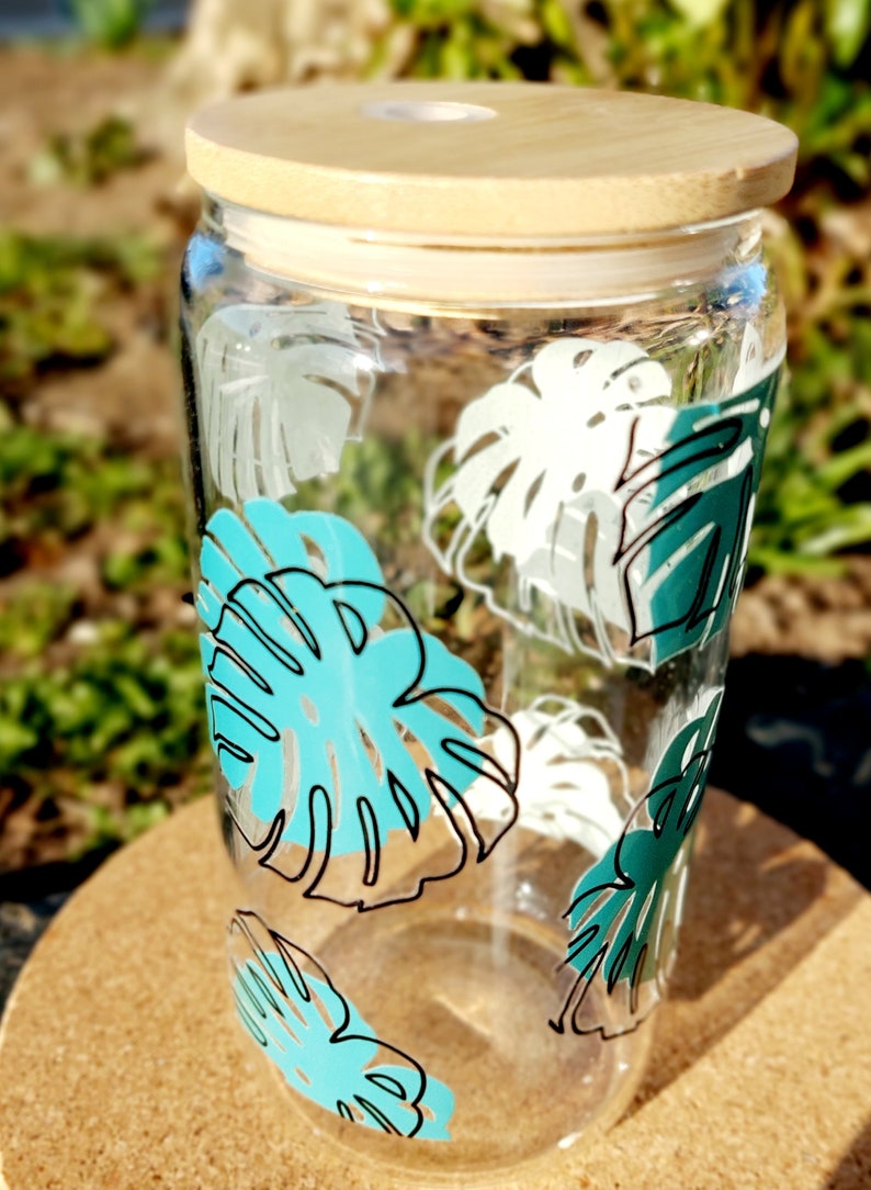Monstera Leaf, Mother's, Father's Day Gift, Libbey Cup, Libby, Jar W ...
