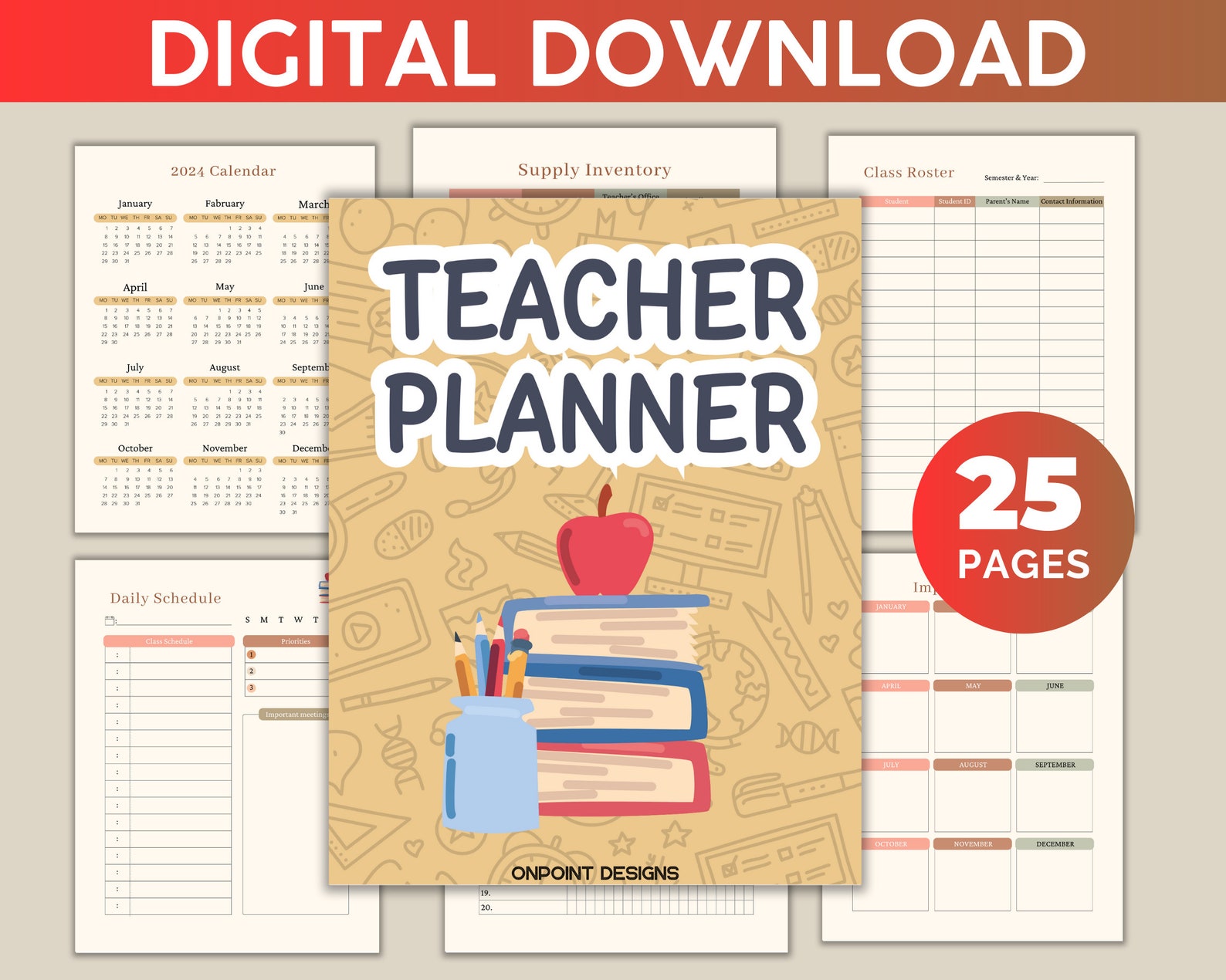 Teacher Planner Printable, Teacher Planner Book, School Planner for ...