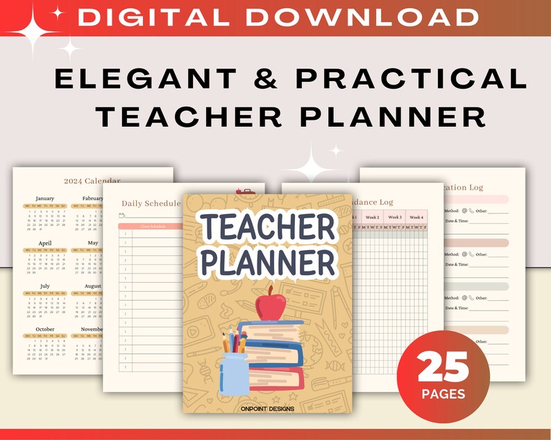 Teacher Planner Printable, Teacher Planner Book, School Planner for ...