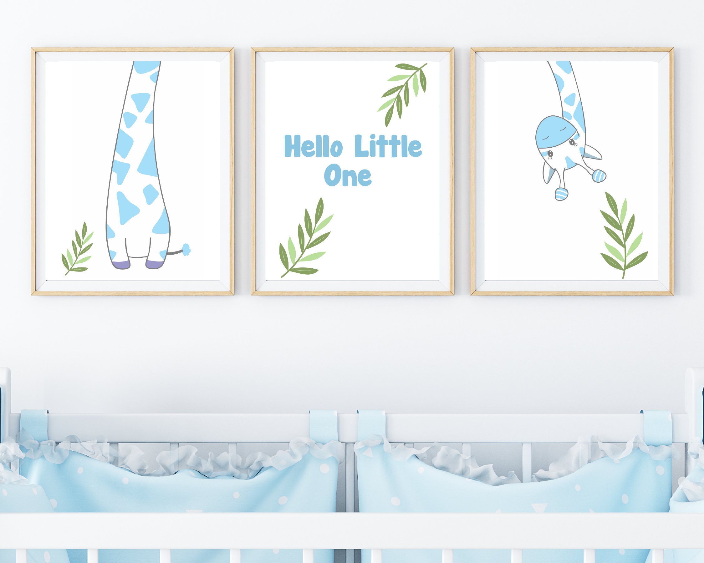Giraffe Nursery Wall Art Printable Set of 3 Safari Nursery Decor Hello ...