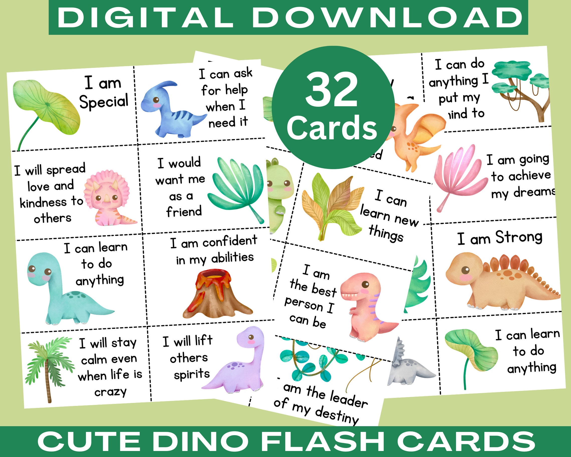 Dino Positive Affirmation Cards for Kids Lunchbox Notes Printable ...