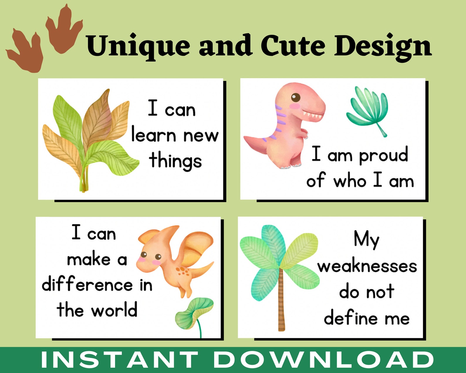 Dino Positive Affirmation Cards for Kids Lunchbox Notes Printable ...
