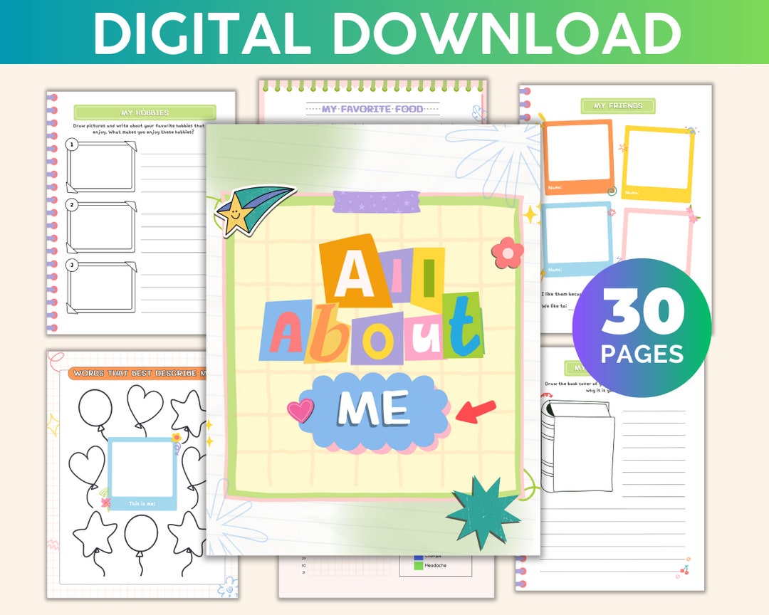 Scrapbook Journal for Kids All About Me Journal Printable Kids ...