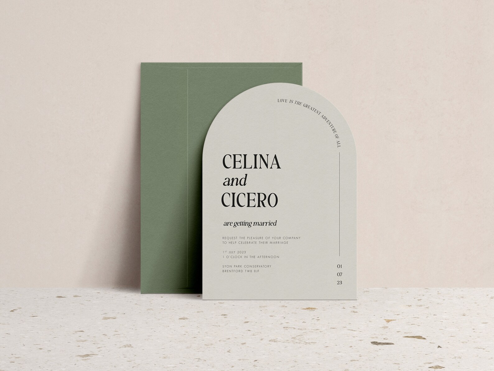Stone Grey Arch Wedding Invitation Downloadable Digital Template ...