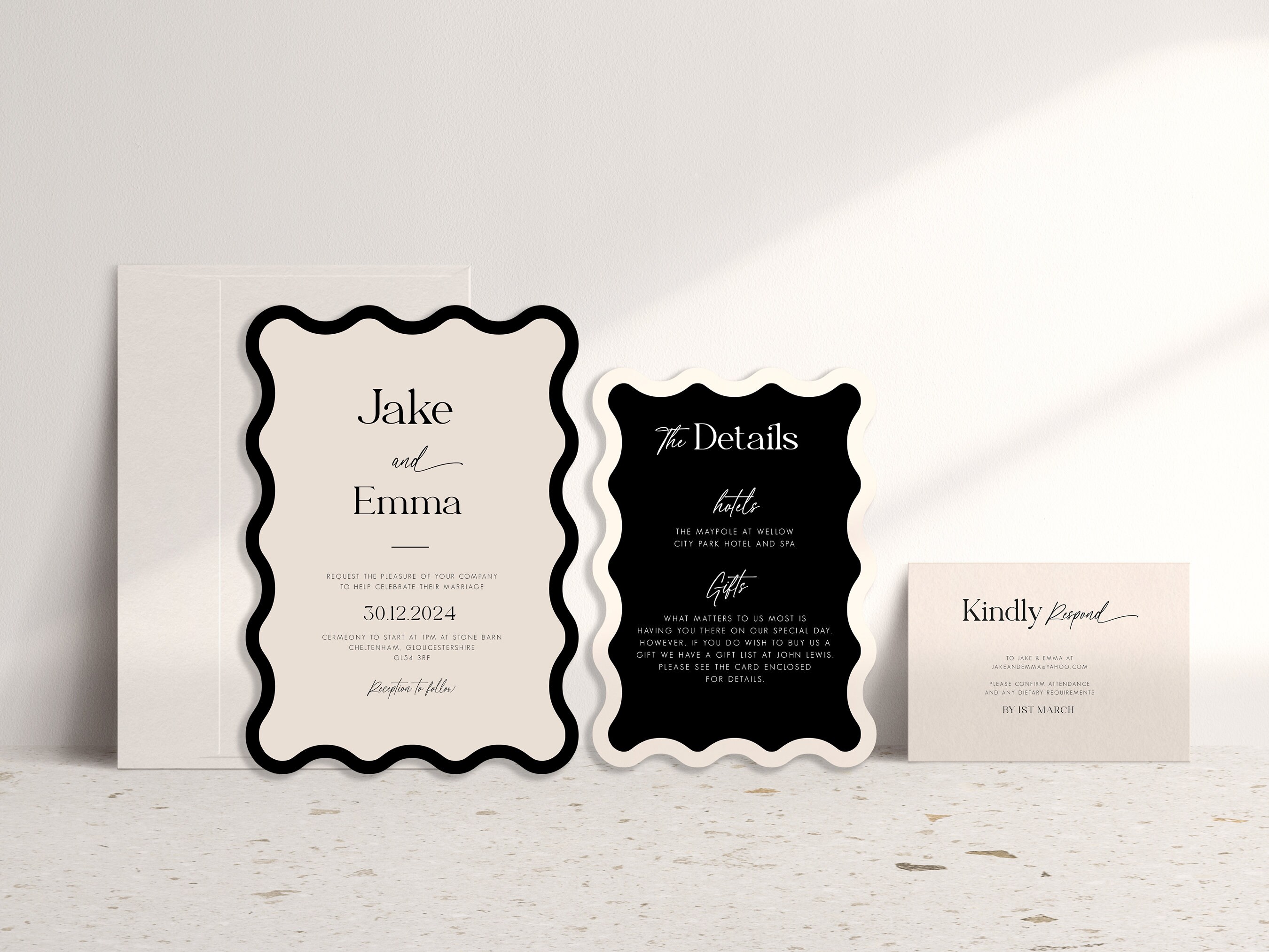 MEGA Wavy Wedding Stationery Bundle Instant Download Editable Digital ...