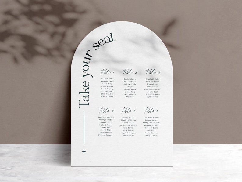Celestial White Arch Table Plan Printable Editable Digital Template ...