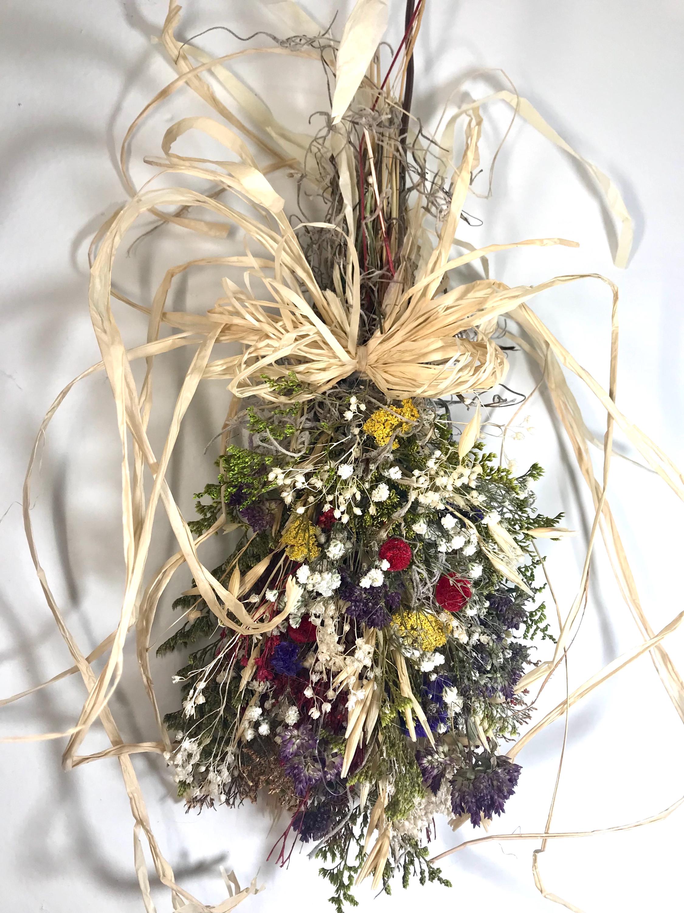 Dried Flower Bundle With Raffia Bow Wall Hanging Natural Decor - Etsy