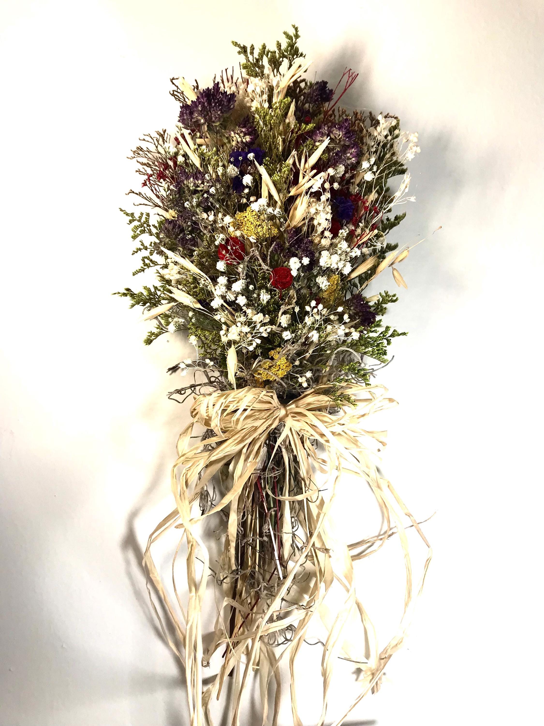 Dried Flower Bundle With Raffia Bow Wall Hanging Natural Decor - Etsy
