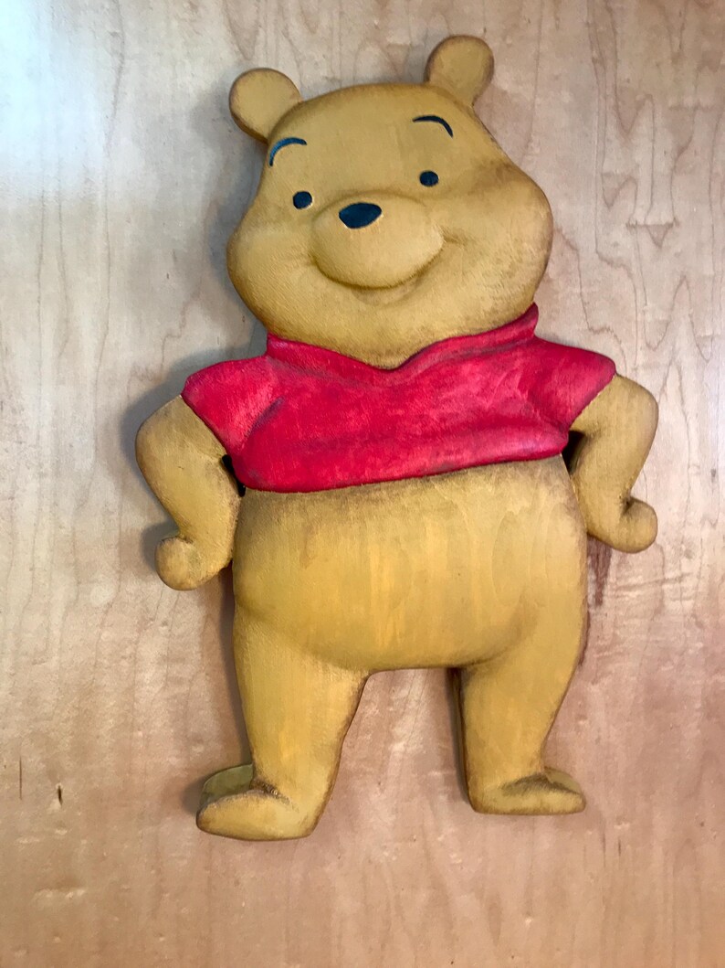 Winnie the Pooh Bear Handpainted on Wood, 3D Look, Realistic Disney ...