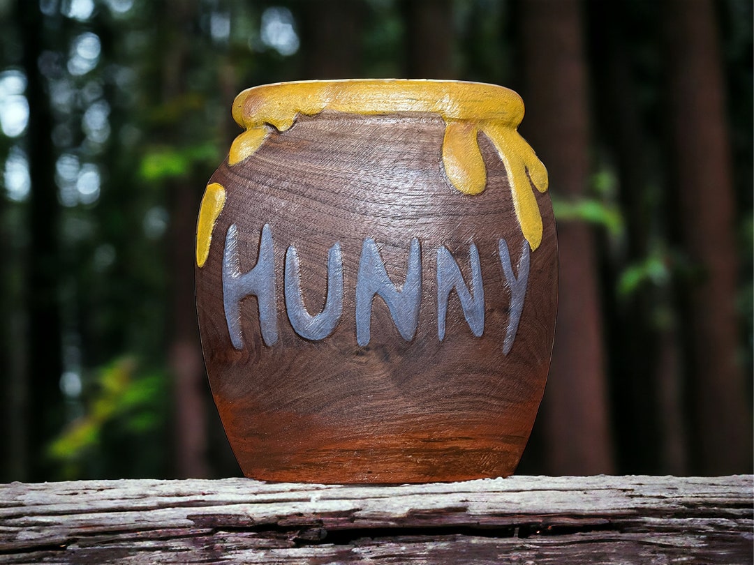 Walnut Hunny/honey Pot - 3D Carved - Winnie the Pooh - Disney - Wall ...