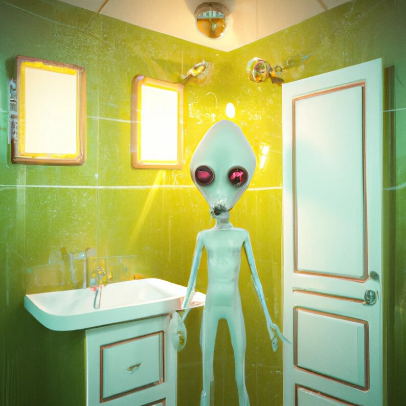 Alien in Bathroom Digital Download AI Art Artificial Intelligence AI ...