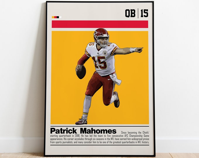 Patrick Mahomes Poster Digital Download | Printable Wall Art for Soccer ...