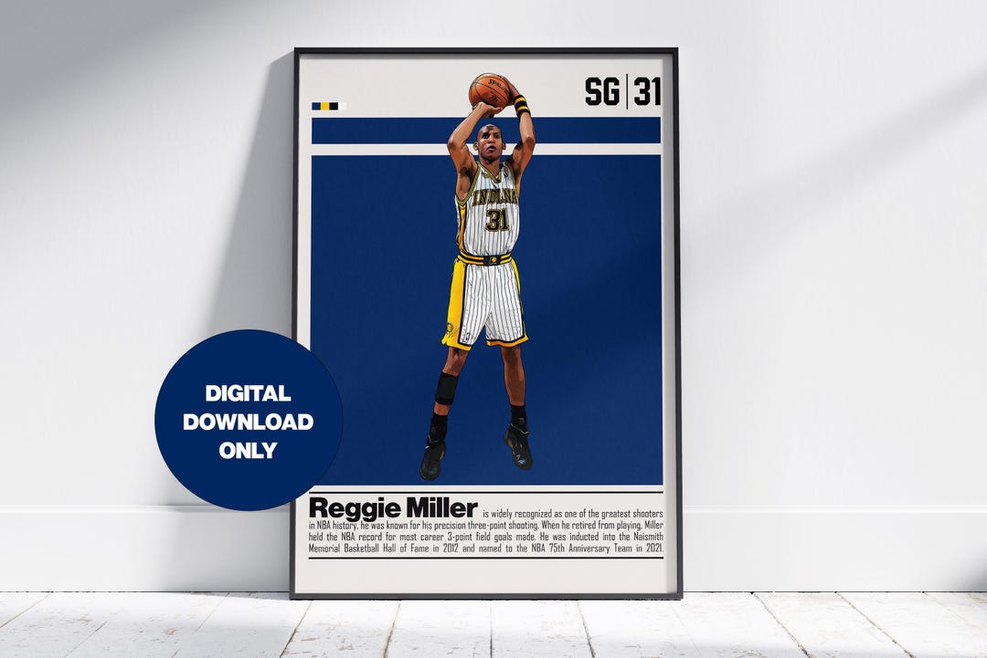 Reggie Miller Digital Poster for Sports Fan Wall Art for Baskebtall ...