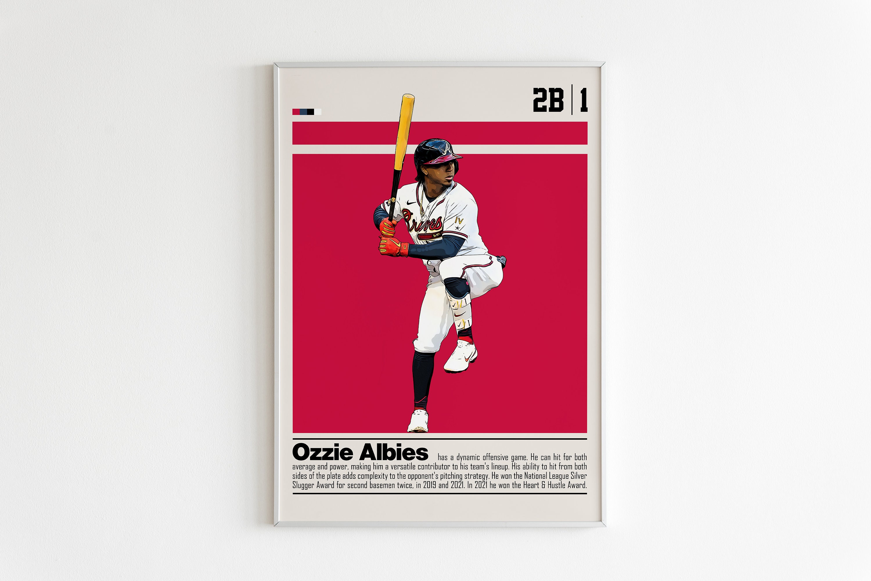 Ozzie Albies Digital Poster for Sports Fan Wall Art for Baseball Fans Modern Sports Decor for ...