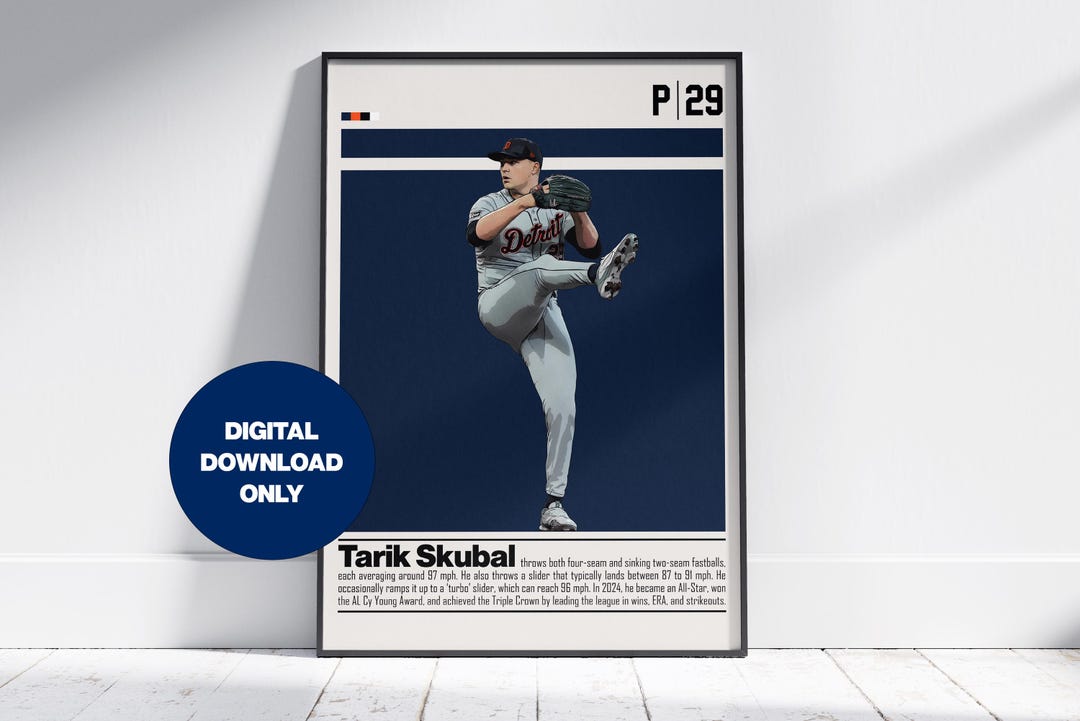 Tarik Skubal Digital Poster for Sports Fan Wall Art for Baseball Fans Modern Sports Decor for ...