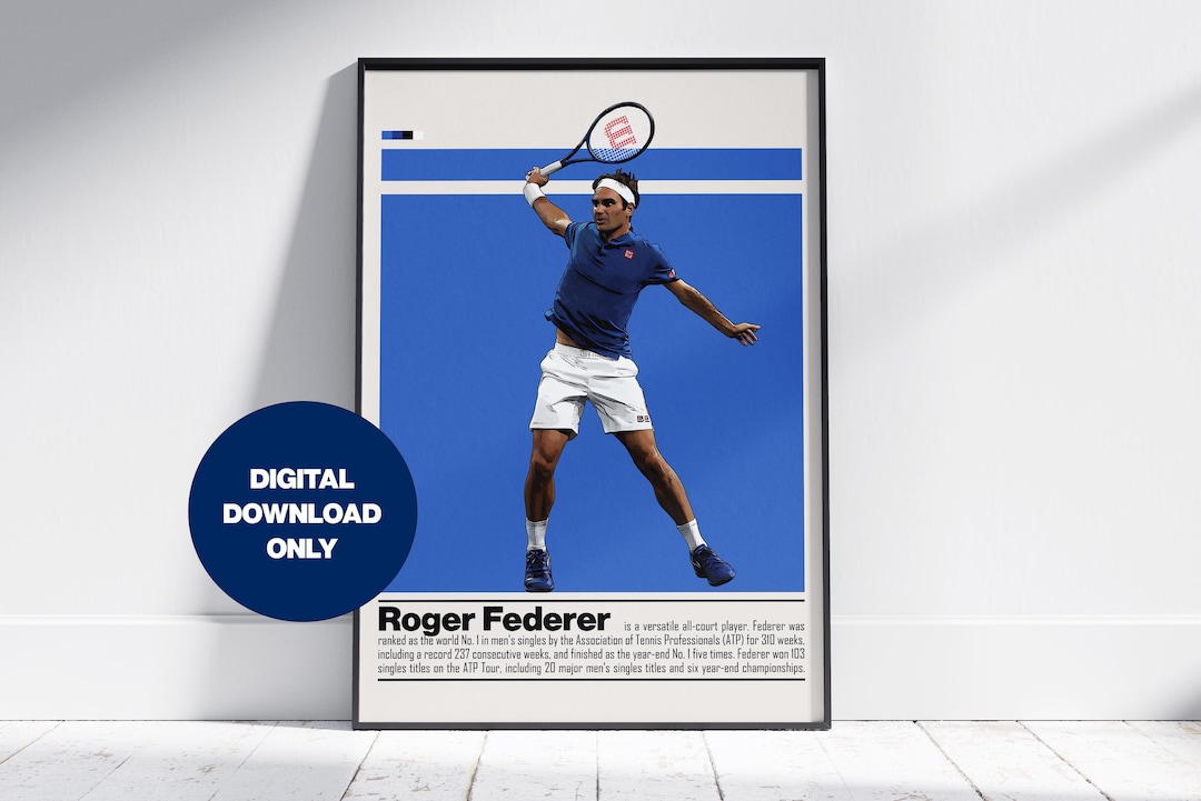 Roger Federer Digital Poster for Sports Fan Wall Art for Tennis Fans ...