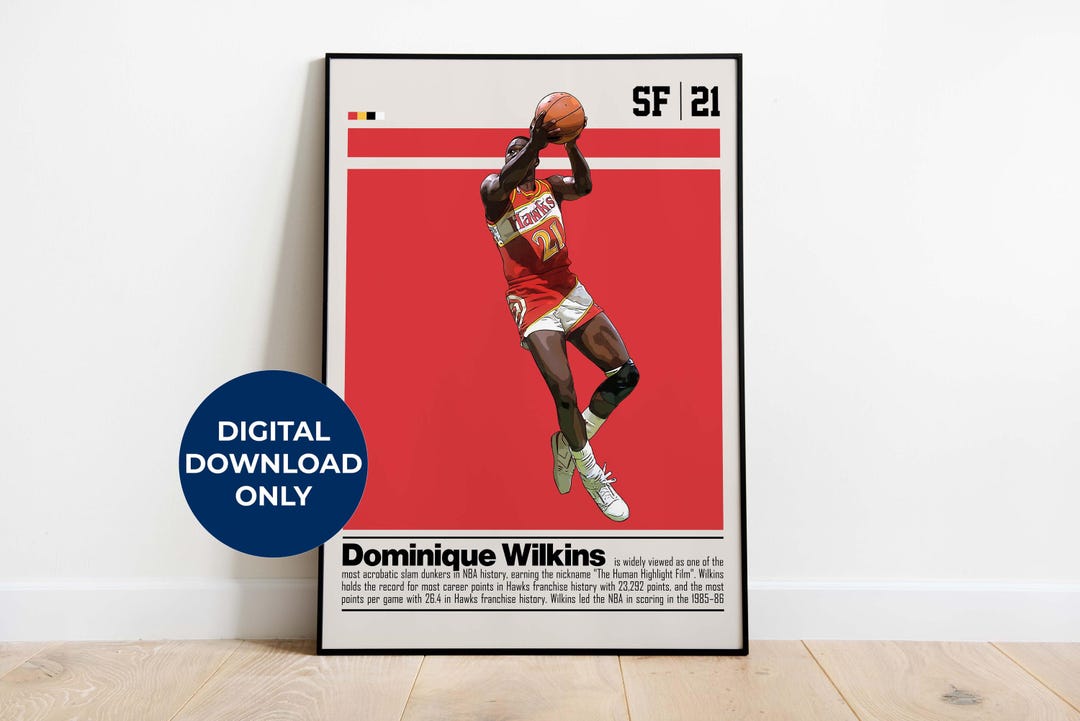 Dominique Wilkins Digital Poster for Sports Fan Wall Art for Basketball ...