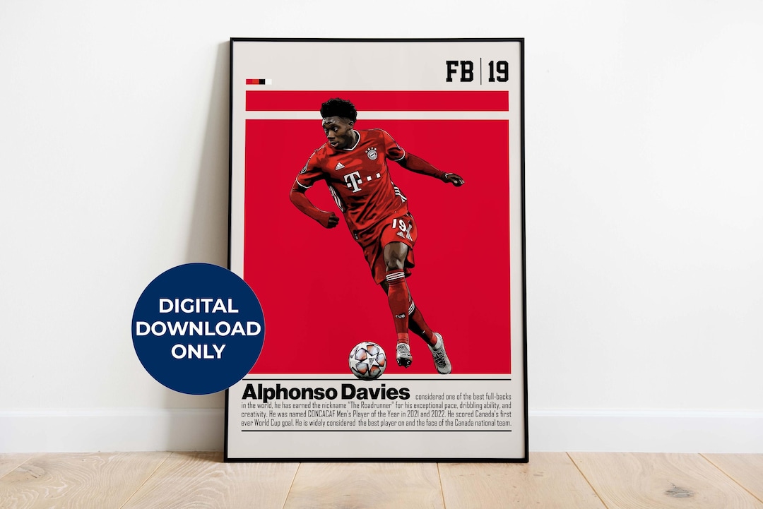 Alphonso Davies Digital Poster for Sports Fan Wall Art for Soccer Fans ...